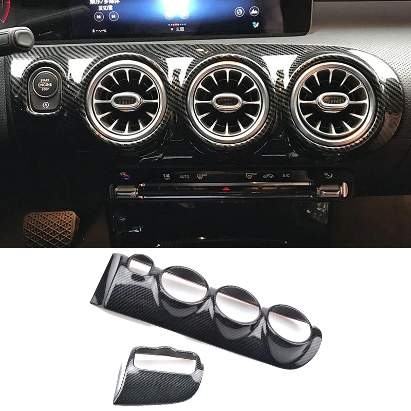 Carbon-Fiber-Interior-Center-Console-Air-Vent-Cover-Trim-for-Mercedes ...