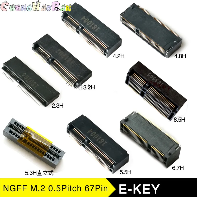 10pcs-M-2-Connector-67P-E-KEY-NGFF-interface-socket-SSD-socket-E-KEY-2 ...