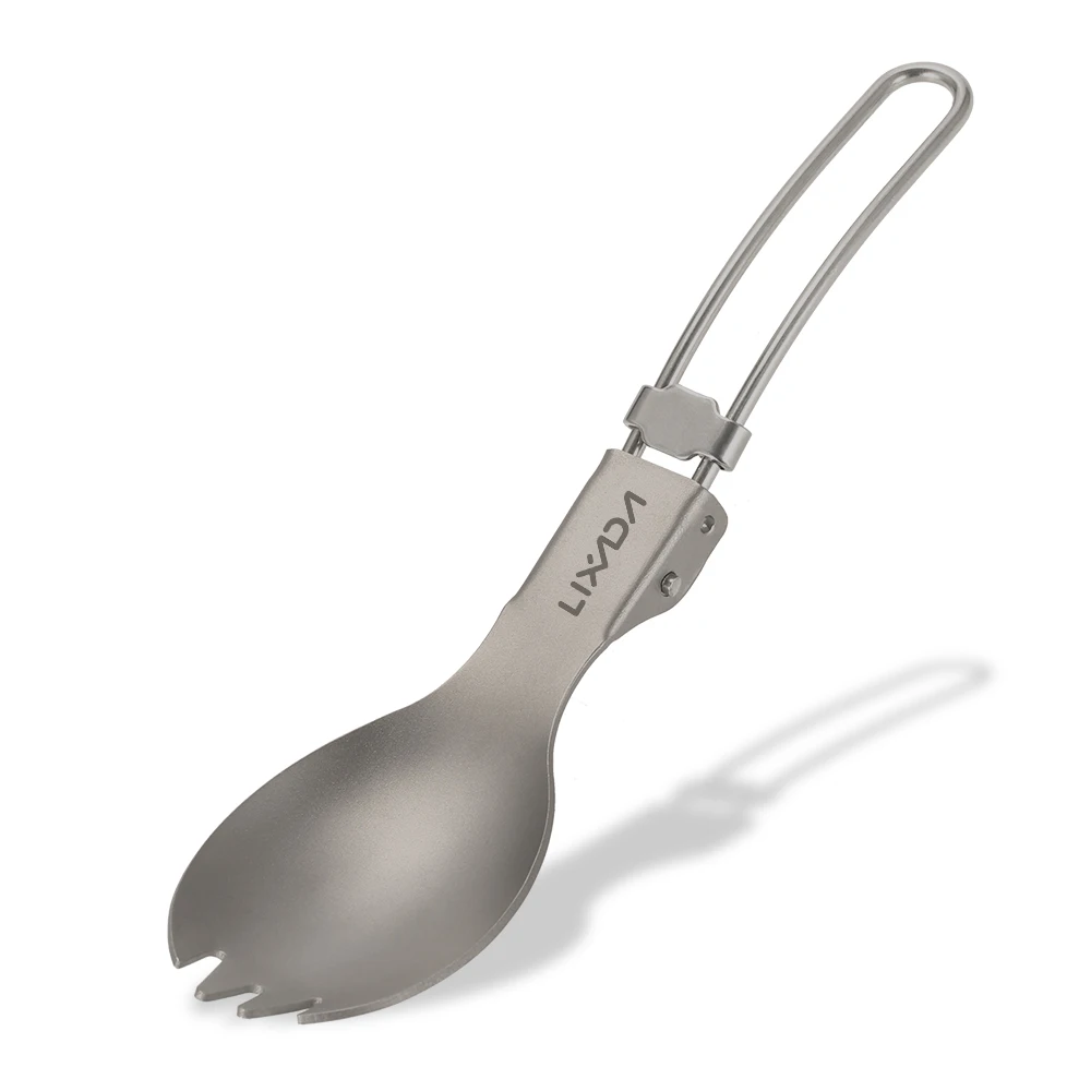 Lixada Camping Folding Titanium Spoon Spork Camping Tableware Picnic ...