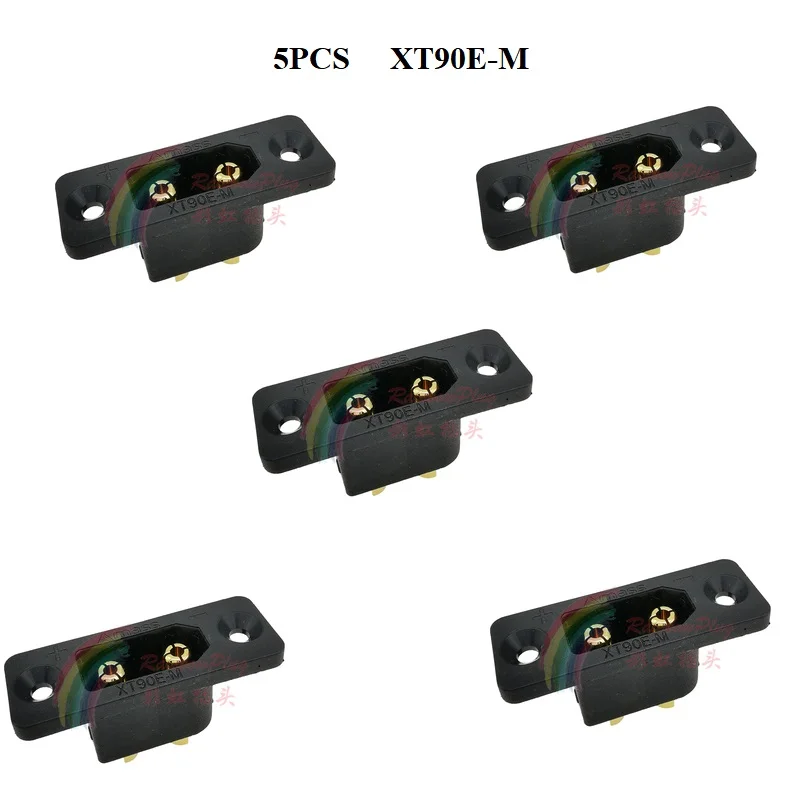 5pcs XT90 Mounting Wire Connector XT90E Male Plug Gold-plated Black ...