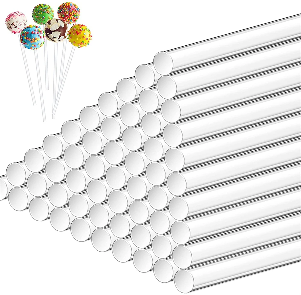 100Pcs-Cake-Lollipop-Stick-Acrylic-Clear-Sticks-Plastic-Cakes-Topper ...