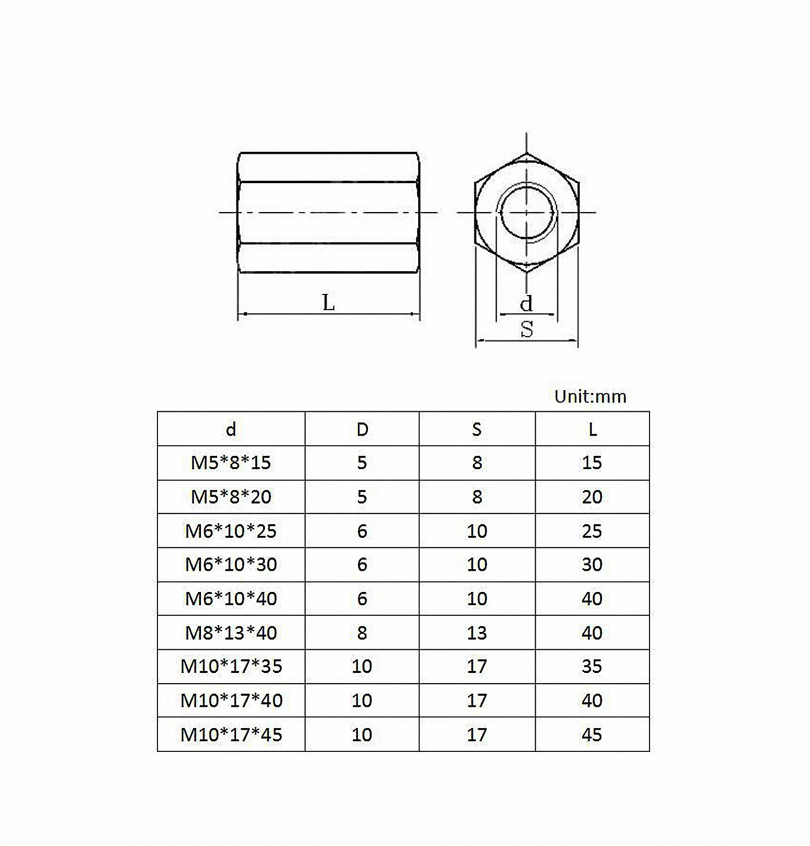 ECROU,M8x13x30--Écrou hexagonal hexagonal en acier inoxydable A2 70 304, écrou'accouplement ...