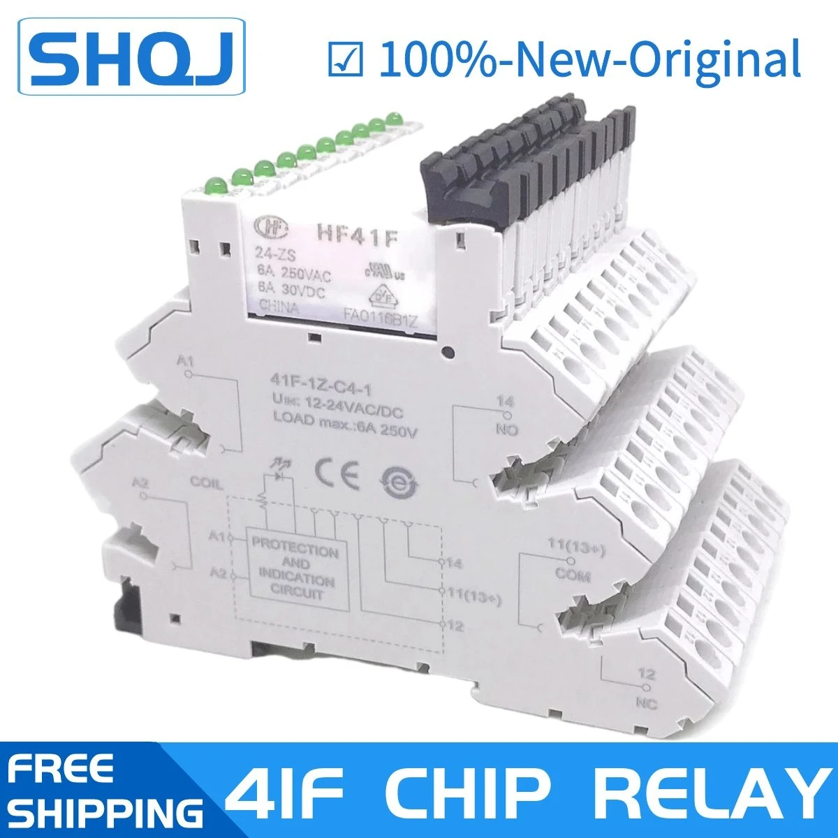 5pcs 41f-1z-c4-1 Hf41f 5v 12v 24v 6a 1co Slim Relay Screwless Terminal ...