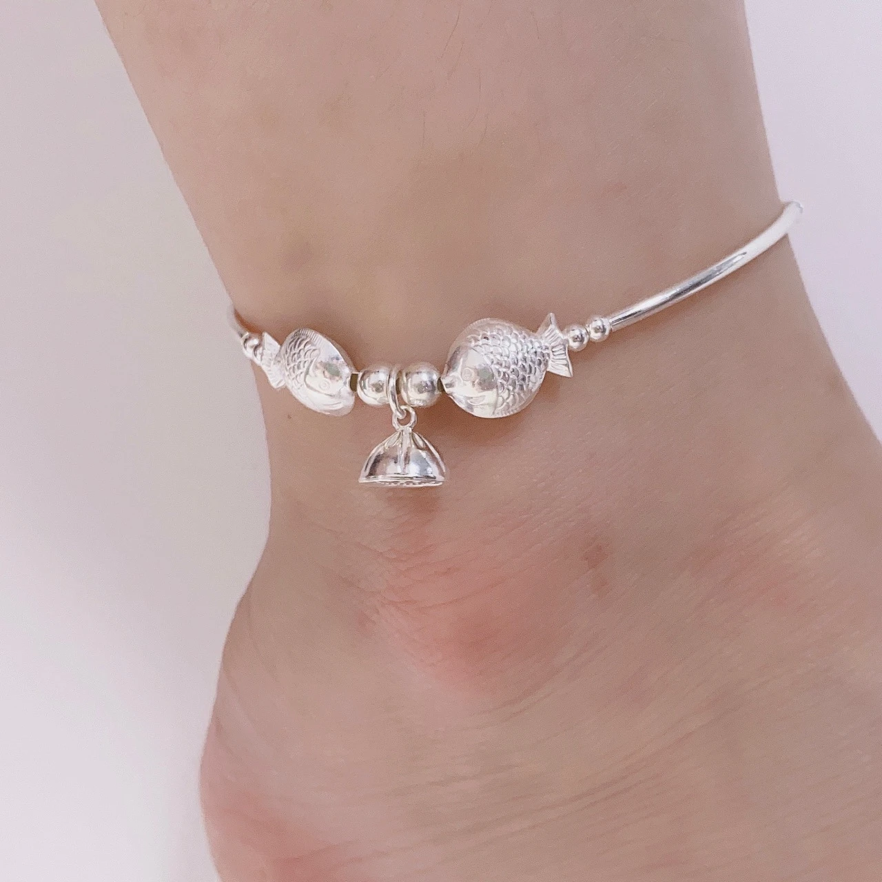 TWO Sterling Silver Jingle Bell Hearts Anklet For Baby – DanitaApple ...