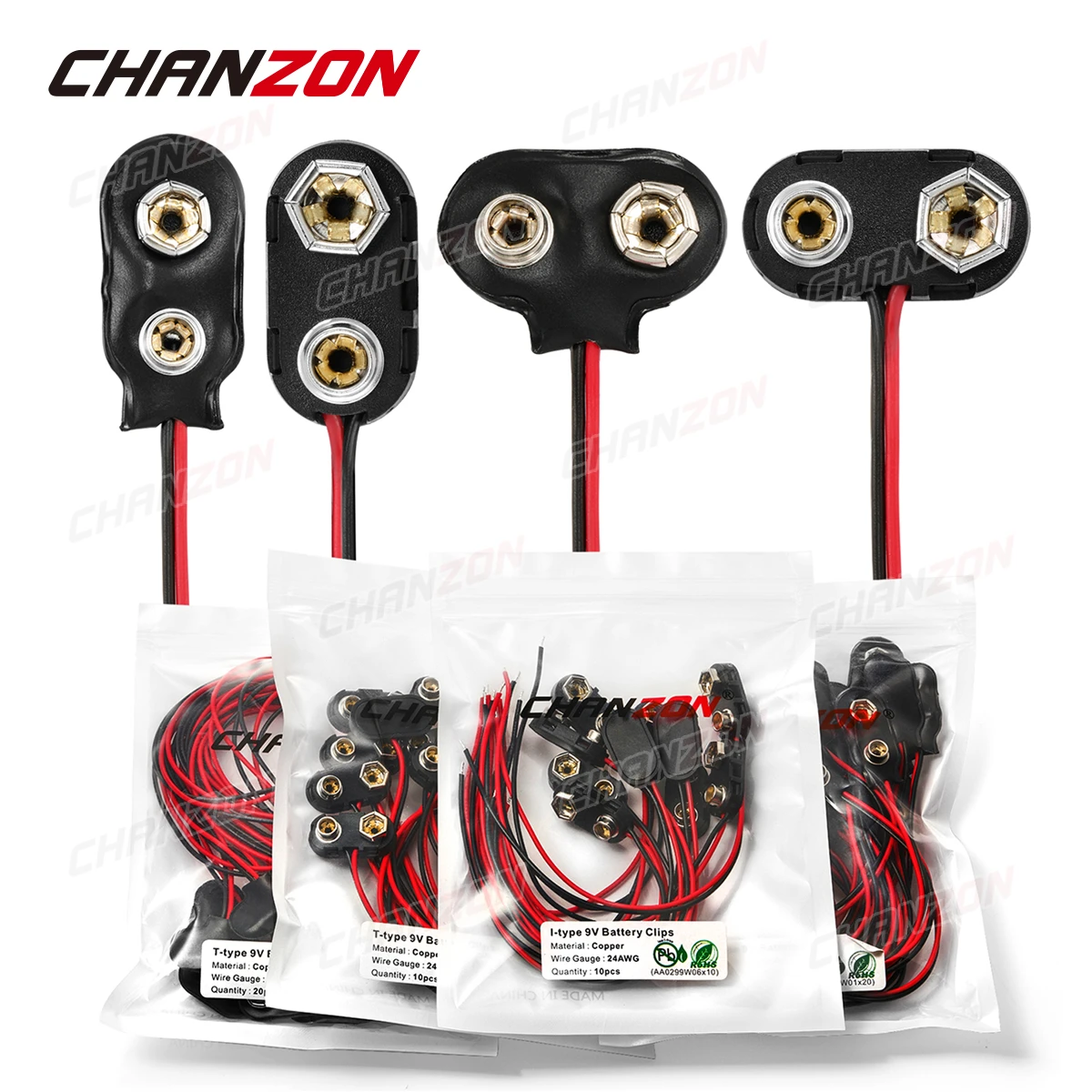 9V Battery Connector Snap Clip Power Adapter T type I type Dual Wire ...