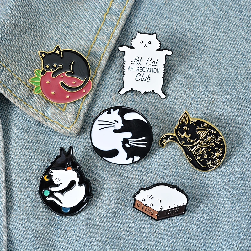Yin Yang Cat Brooch | Yin Yang Enamel Badge | Yin Yang Cat Jewelry ...