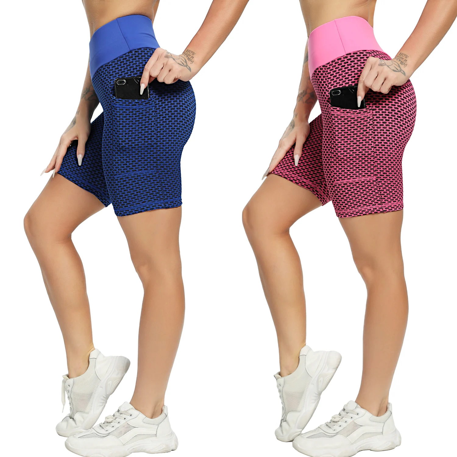 Women Yoga Shorts High Waist Seamless Hip Up Tight Elastic Sport Shorts ...