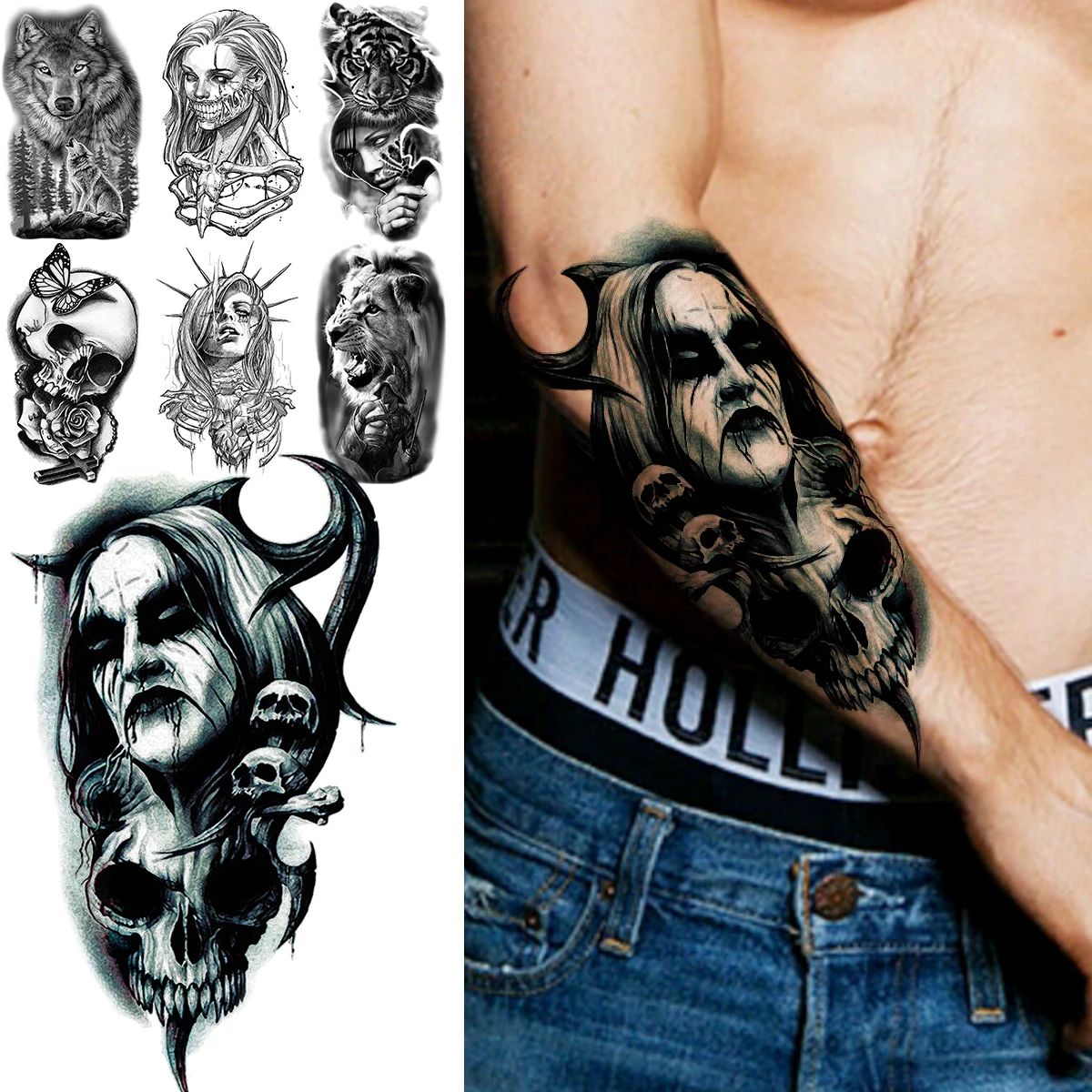 Half Sleeve Skull Tattoo Designs
