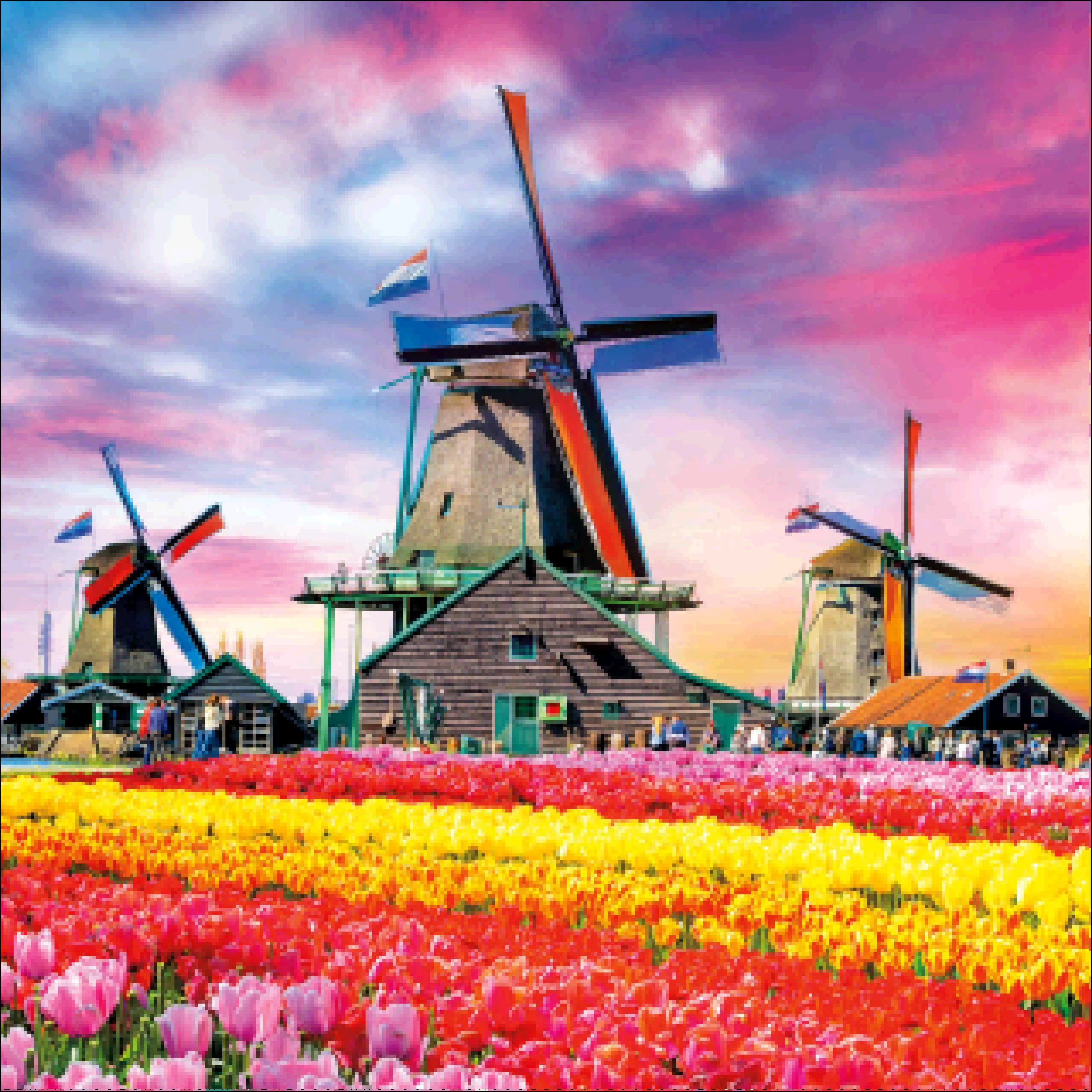 5D DIY full diamond rainbow windmill cross stitch diamond embroidery ...