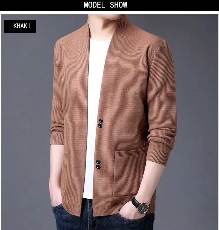 Gilet-cardigan,Cardigan tricoté à col en v pour homme, pull de couleur ...