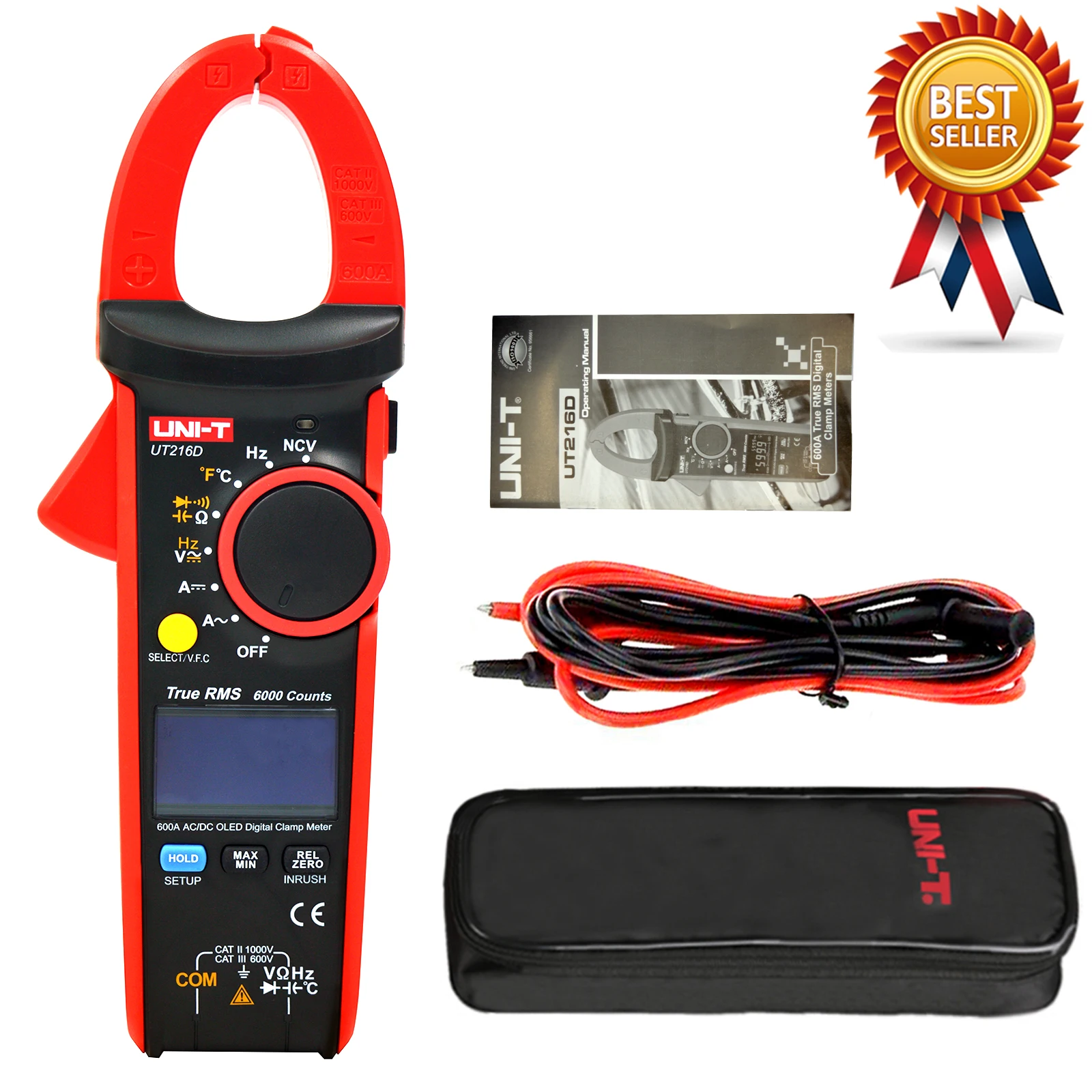 UNI-T-UT216D-600A-True-RMS-Digital-Clamp-Meter-AC-DC-True-RMS-Current ...