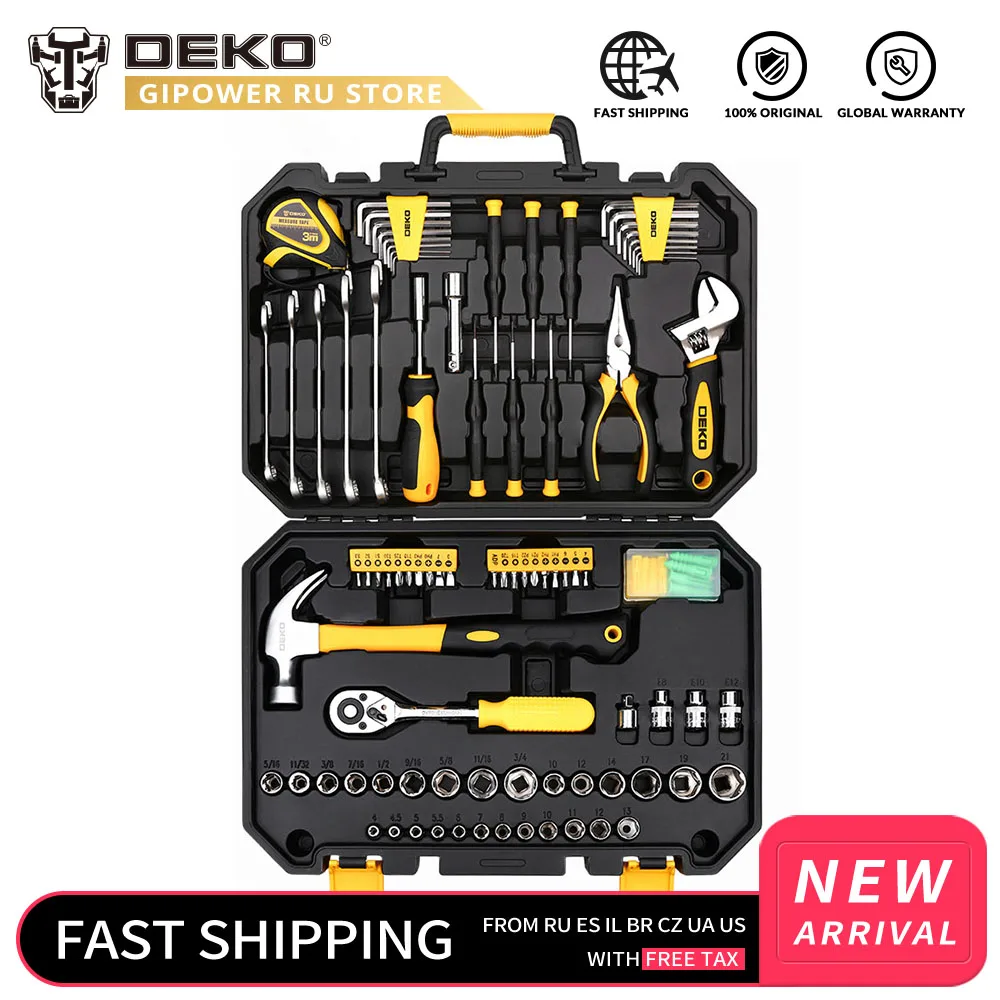 DEKO 128 Piece Hand Tool Set General Household Hand Tool Kit with ...