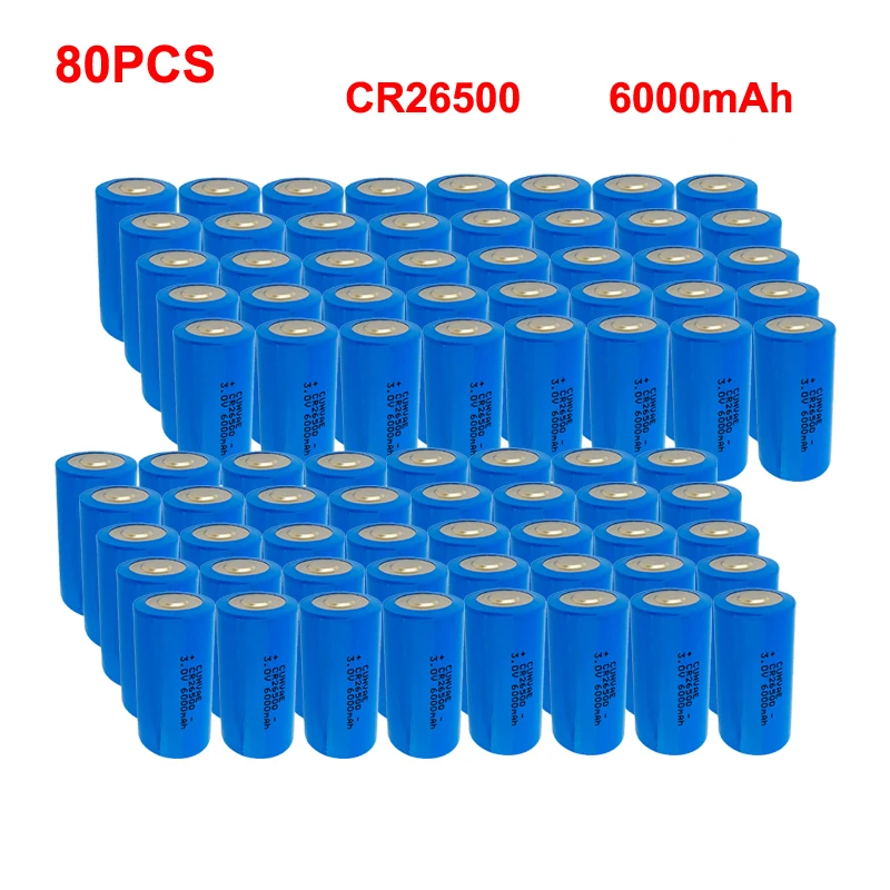 80pcs/lot Cr26500 C Type 3.0v 6000mah Lithium 26500 Battery Non ...