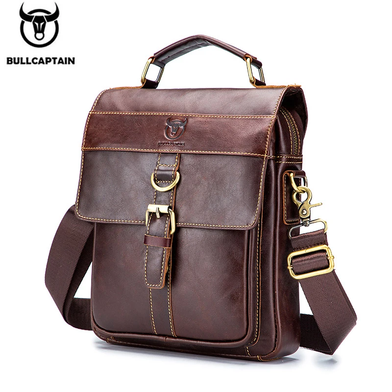 Bullcaptain Retro Business Messenger Bag, Leather Men's Shoulder Bag ...