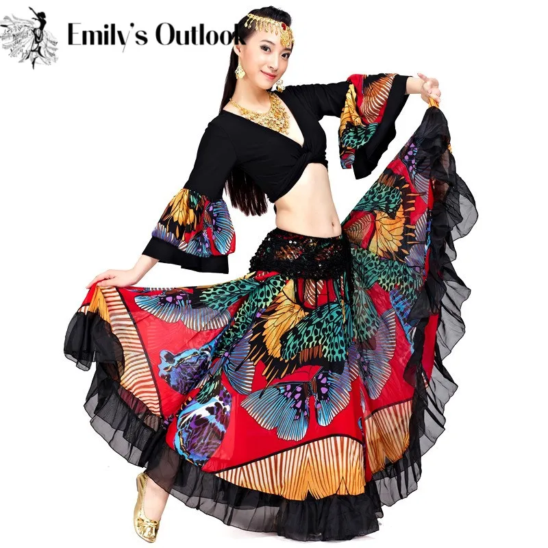 Falda-gitana-con-estampado-de-flores-de-720-grados-ropa-Tribal-de-danza ...