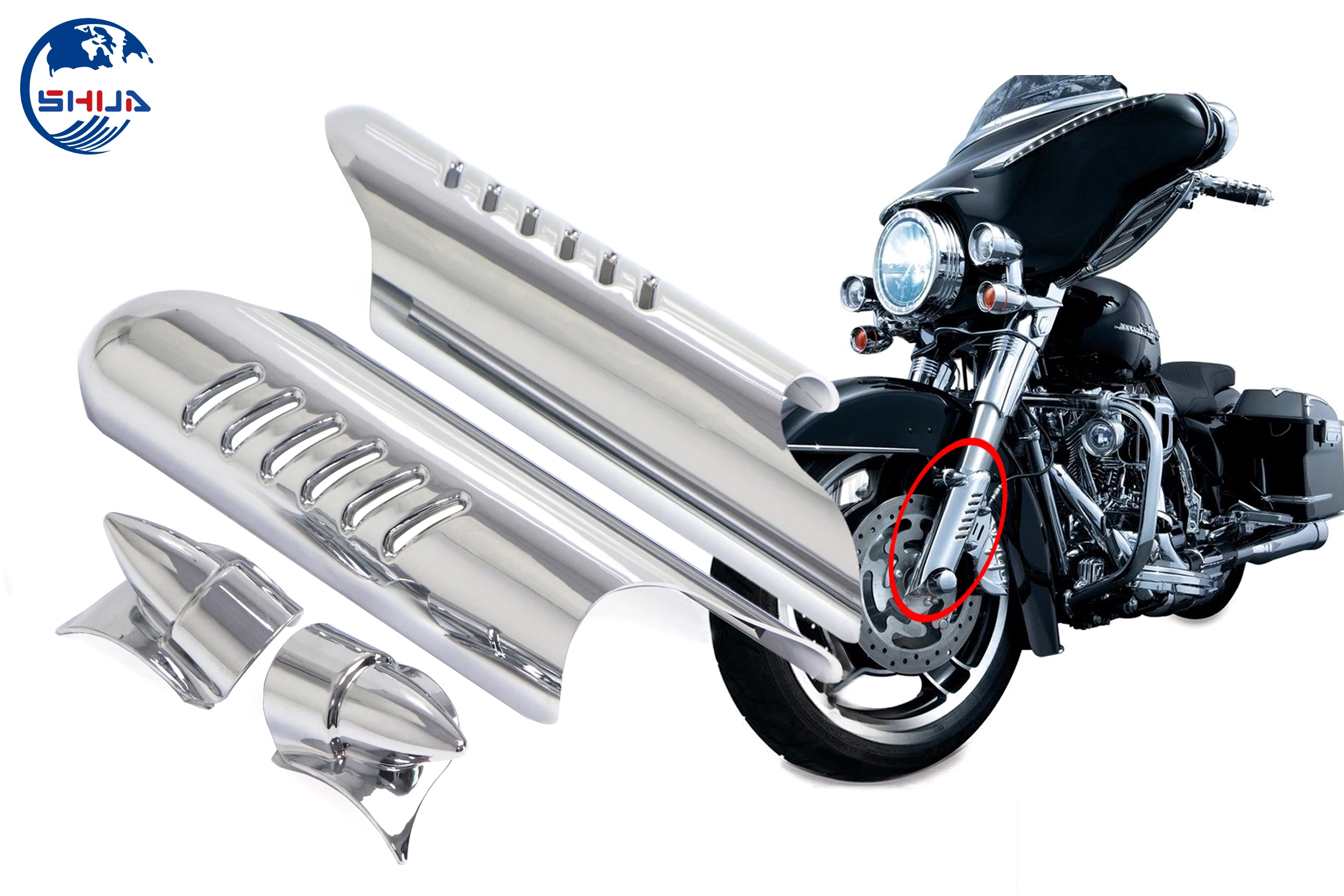 Chrome-Fork-Lower-Leg-Deflectors-Shield-Cover-For-Harley-Touring-Road ...