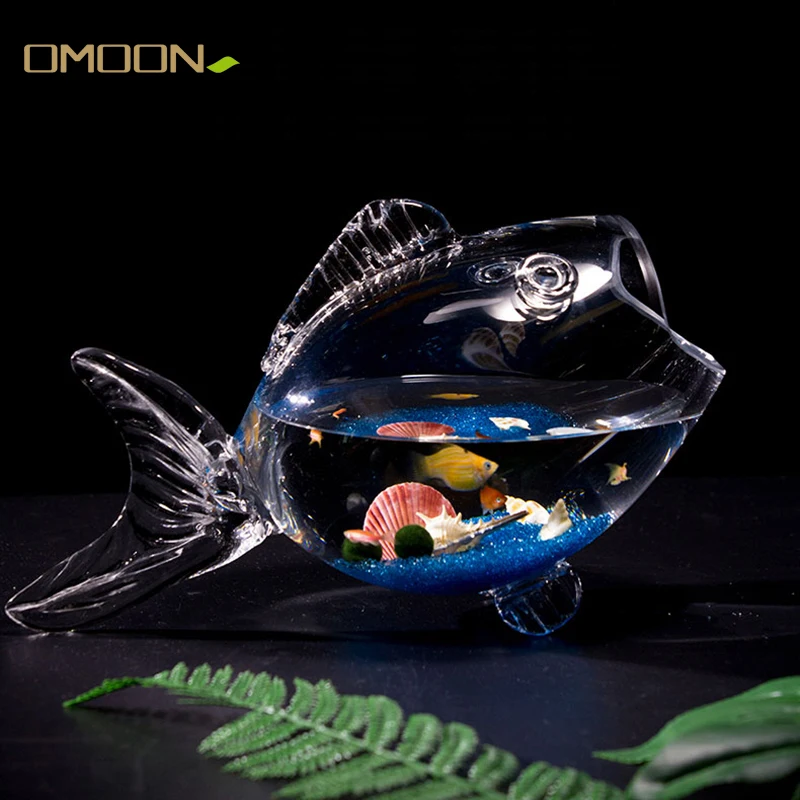 Fish Glass bowl Figurine Clear Transparent Glass Fish shaped Aquarium ...