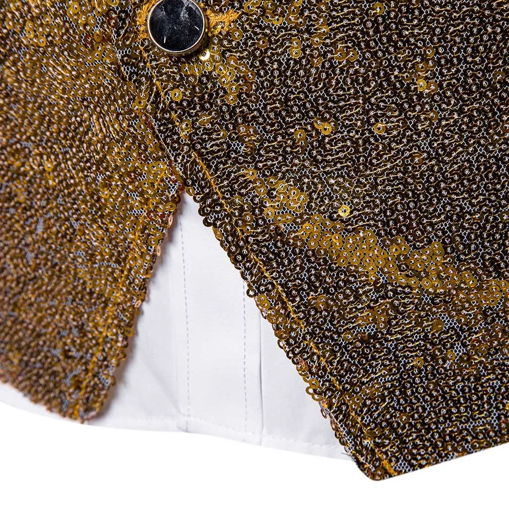 Feitong мужской костюм с пайетками приталенная жилетка деловой ...