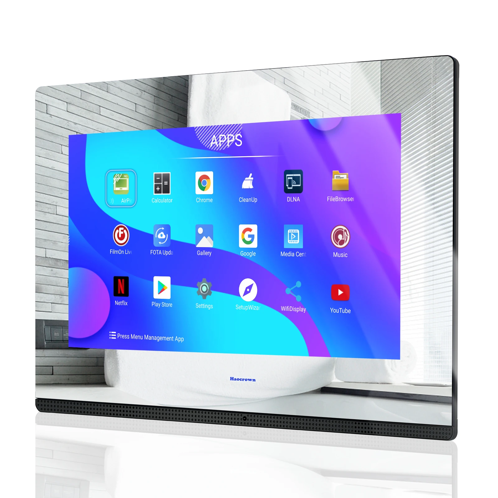 Haocrown 18.5 Inch Bathroom Mirror TV, IP66 Waterproof Television Smart ...