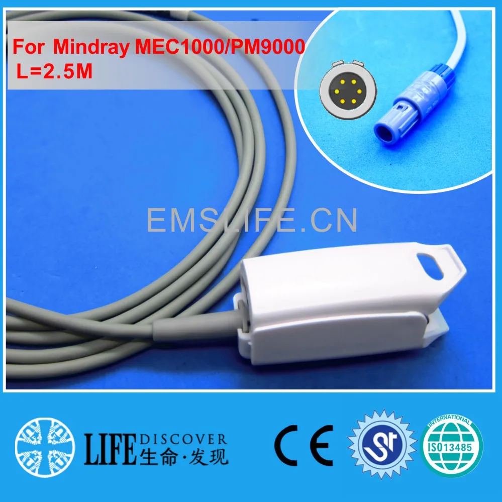 Long Cable Awt Adult Finger Clip Spo2 Sensor For Mindray Mec1000,pm9000 ...