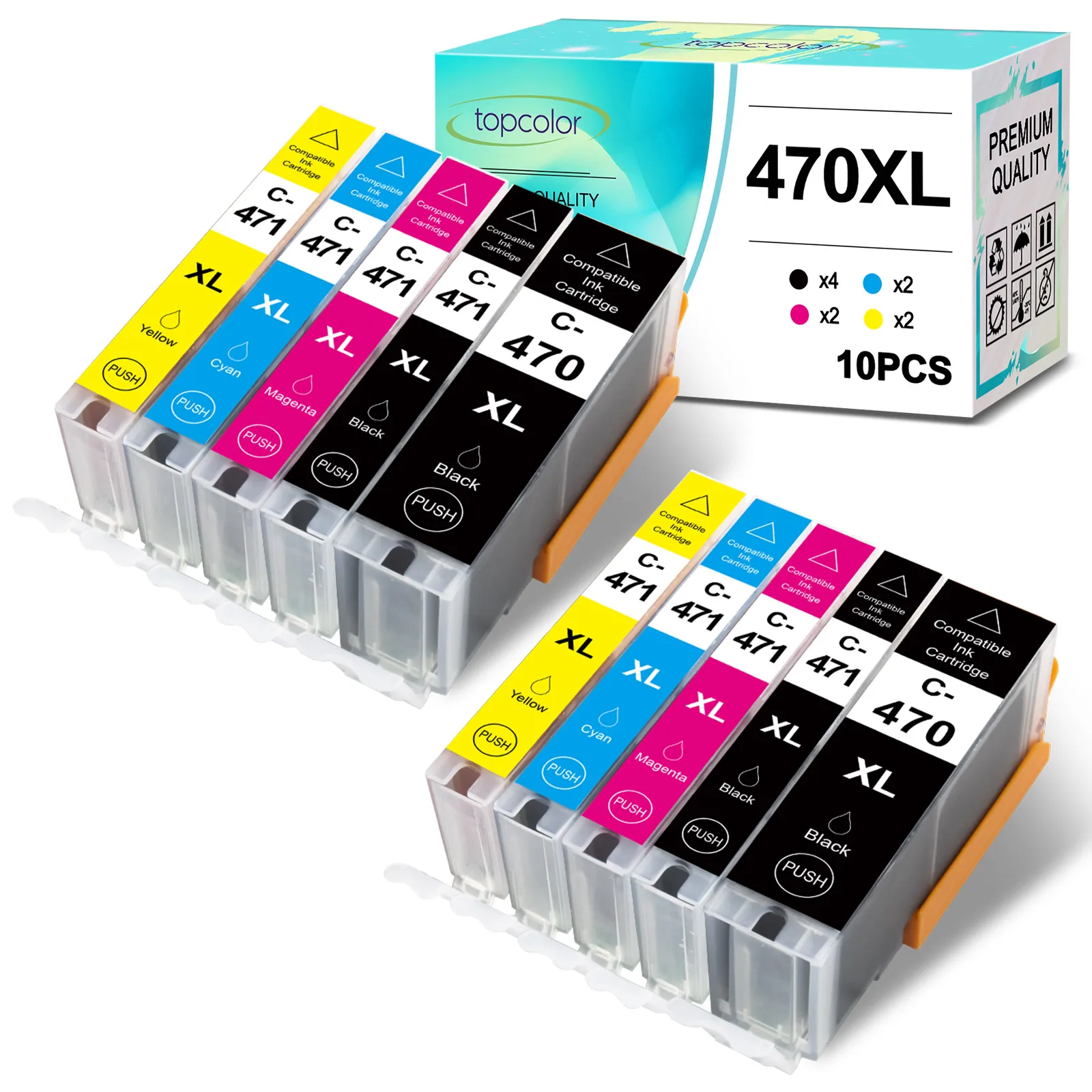 10PK Ink Cartridge Replace Canon 470XL 471XL PGI470 CLI471 for Canon ...