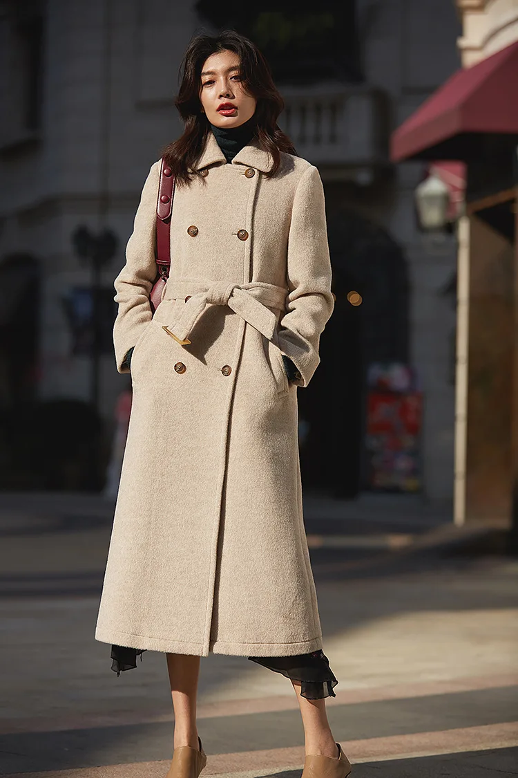 AIGYPTOS осеннее и зимнее Новое кашемировое пальто из ламы двубортное ...