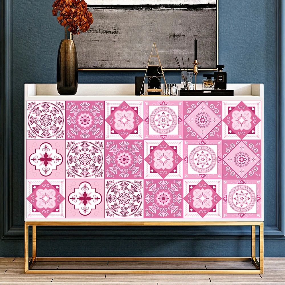 New-Romantic-Pink-Tile-Wall-Sticker-Kitchen-Bathroom-Wall-Decor ...