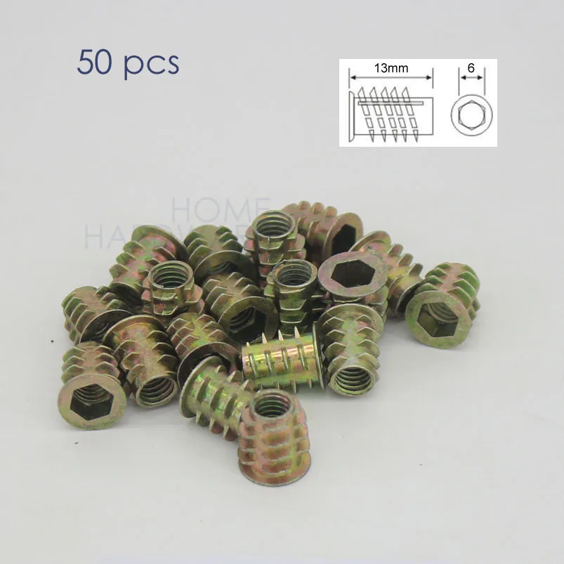 M6 x 13mm tuerca de rosca roscada de inserción de madera, unidad ...