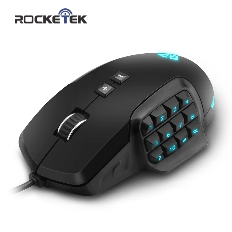 Rocketek usb rgb wired gaming mouse 24000 dpi 16 botões laser ...