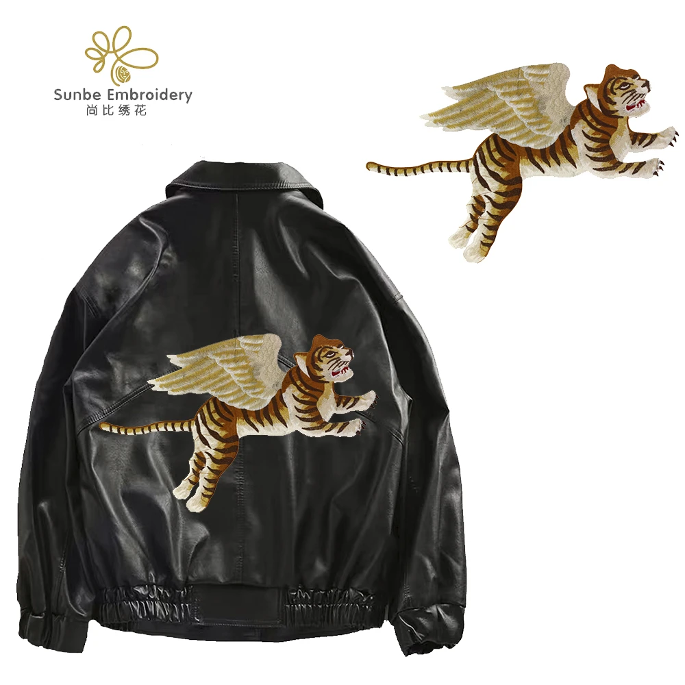 Embroidery Large Fly Tiger Patches Sew On Applique Jacket Back Badge ...