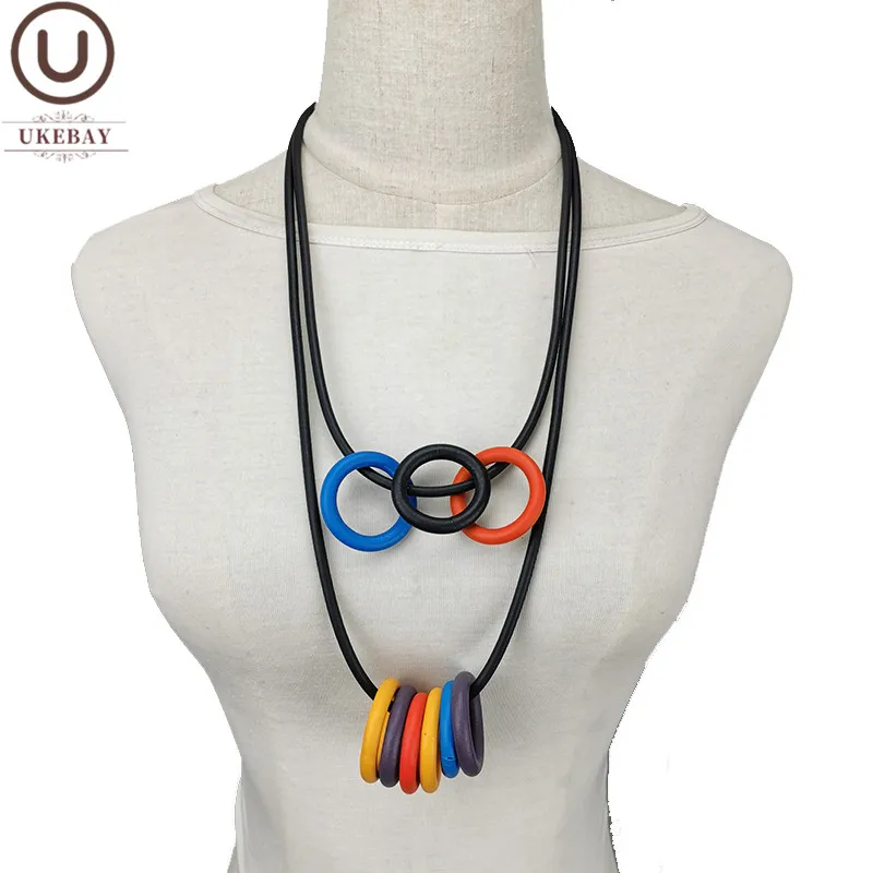 UKEBAY Round Circle Choker Necklaces Multicolor Rubber Jewelry Women ...