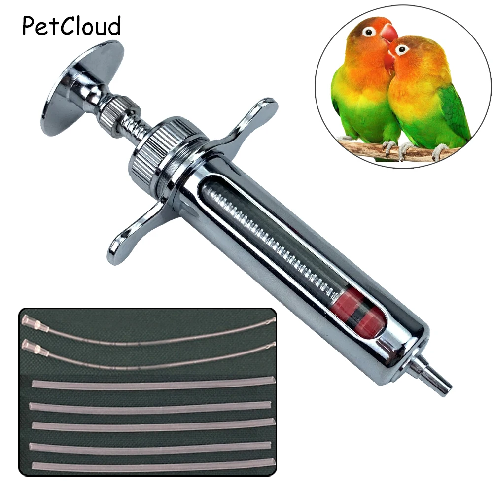 Stainless Bird Feeders Tools Parrot Push Dispenser Medicine Water Milk ...