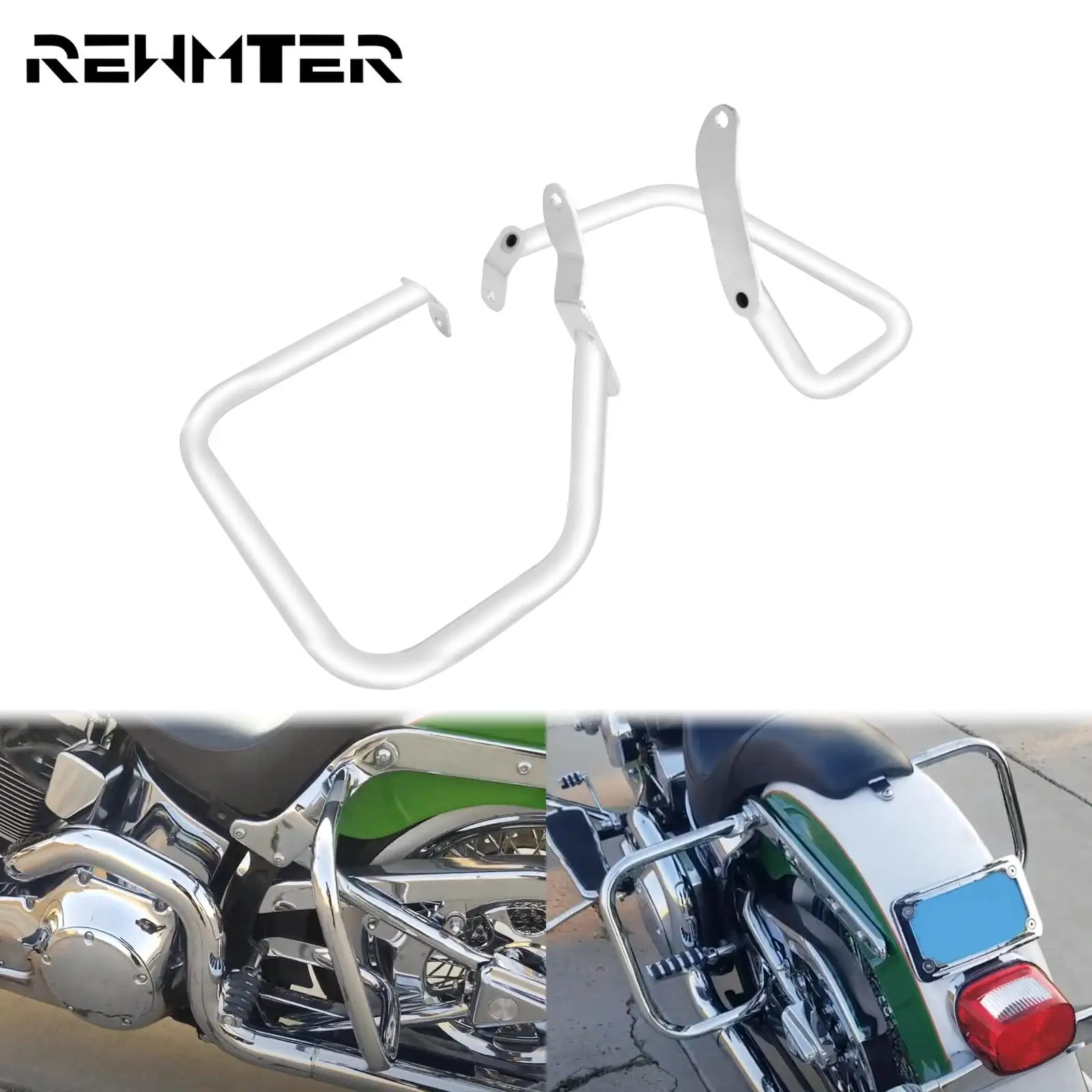 Motorcycle-Steel-Rear-Saddlebag-Guards-Rail-Crash-Bar-Chrome-For-Harley ...