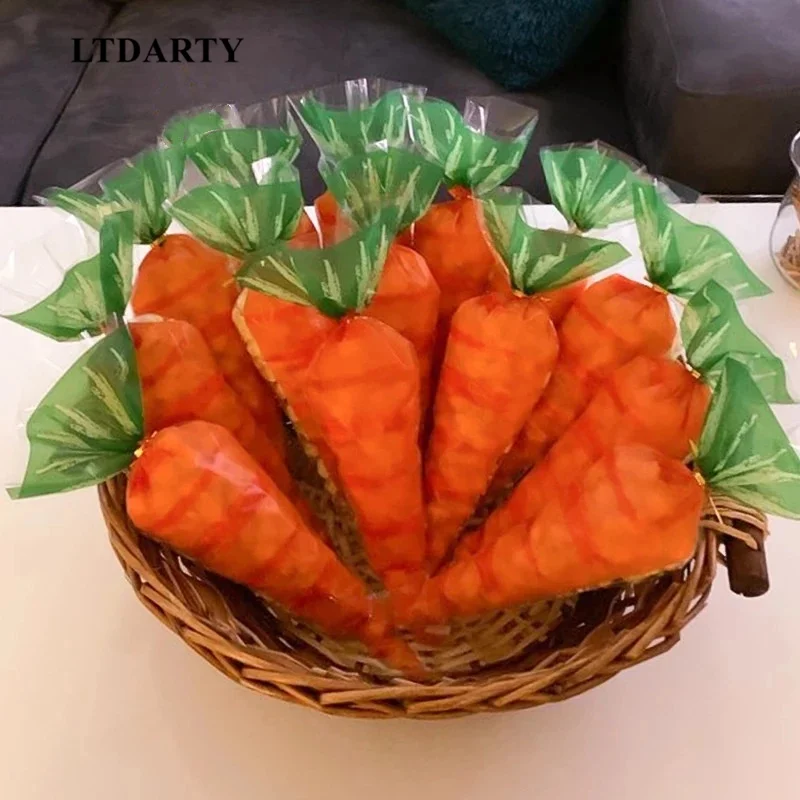 20/50pcs Easter Bunny Carrot Candy Bags Rabbit Cookies Bag kids ...