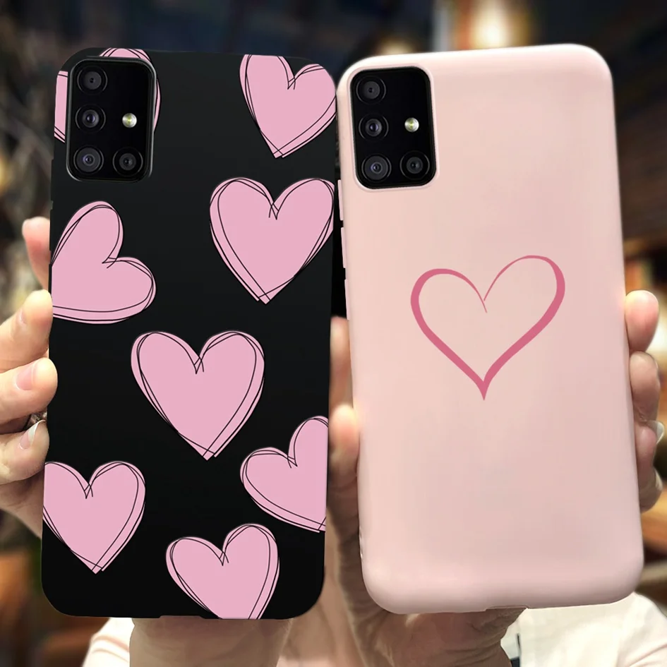 For Samsung Galaxy A51 Case Cute Couple Love Heart Slim TPU Phone Cover ...