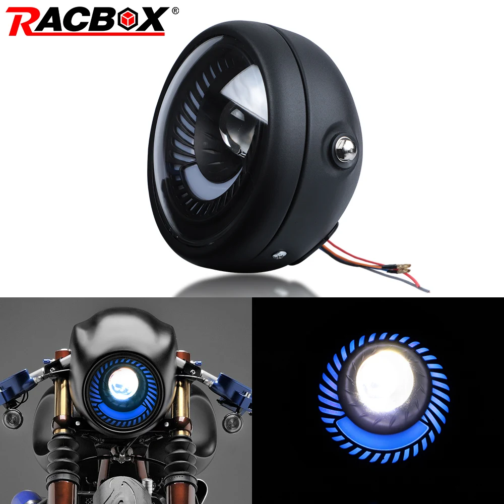 6.5 inch Motorcycle Headlight Universal LED DRL Blue White Light ...