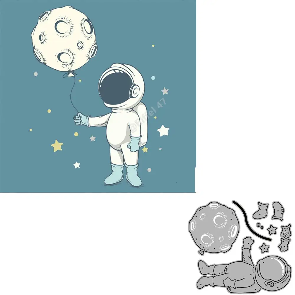 Planeta espacial, astronauta Scrapbooking Metal troqueles de corte Alinacrafts sellos y ...