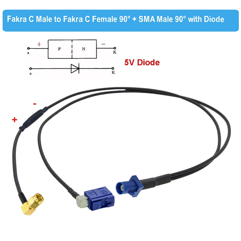 BEVOTOP Fakra C to SMA Male Y Type Splitter Cable With Diode RG174 ...