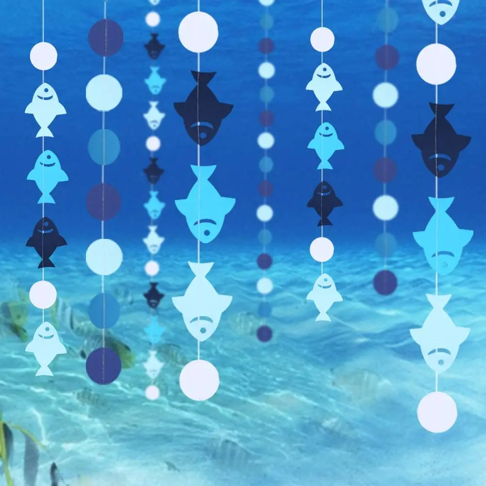 Sea Themed Party Decor Paper Blue Cute Fish For Party Under The Sea ...