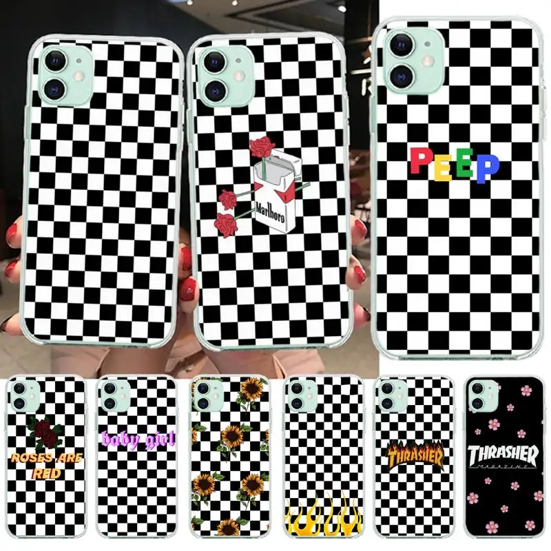 PENGHUWAN Checkerboard Checkered Phone Case for iPhone 11 pro XS MAX 8 ...