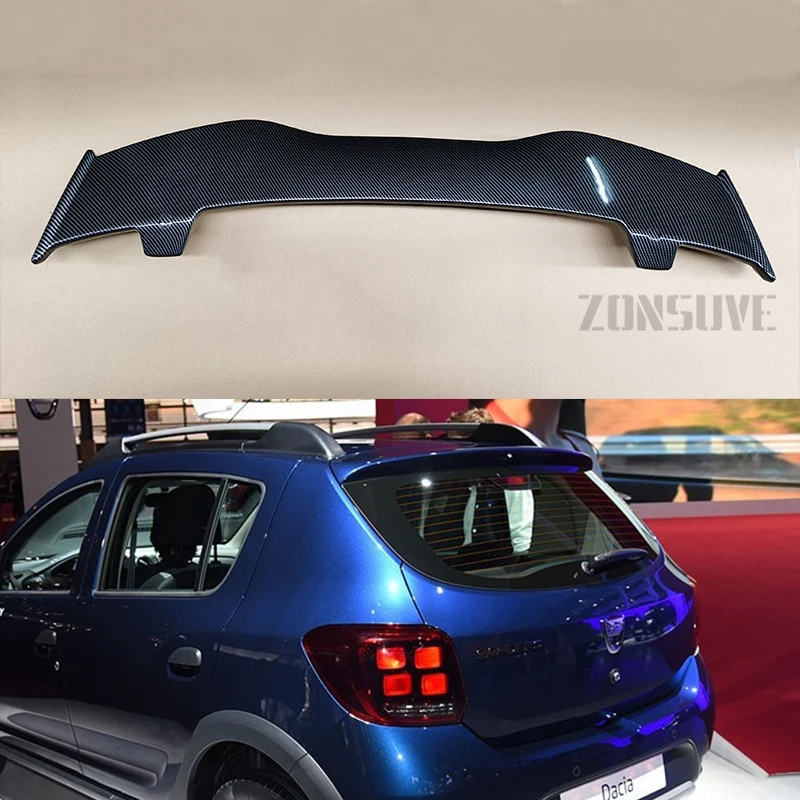 For Dacia Sandero Spoiler ABS Plastic Hatchback Roof Rear Wing Body Kit ...