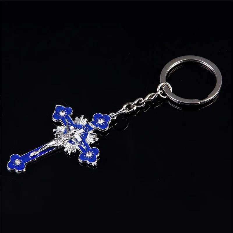 Religious-Blue-Jesus-Cross-Big-Cross-Key-Chain-Jewelry-Gift-Key-Chain ...
