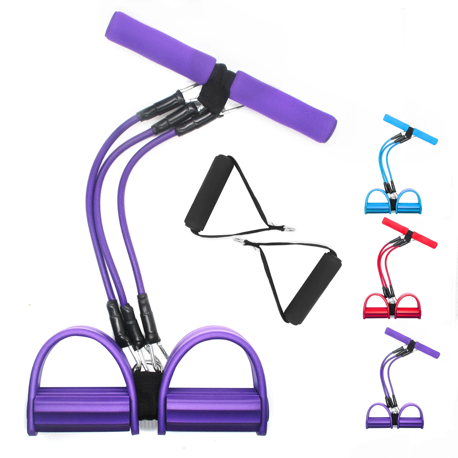 Tension Rope 3 Tube Puller Elastic Sit Up Pull Rope Home Gym Sport ...