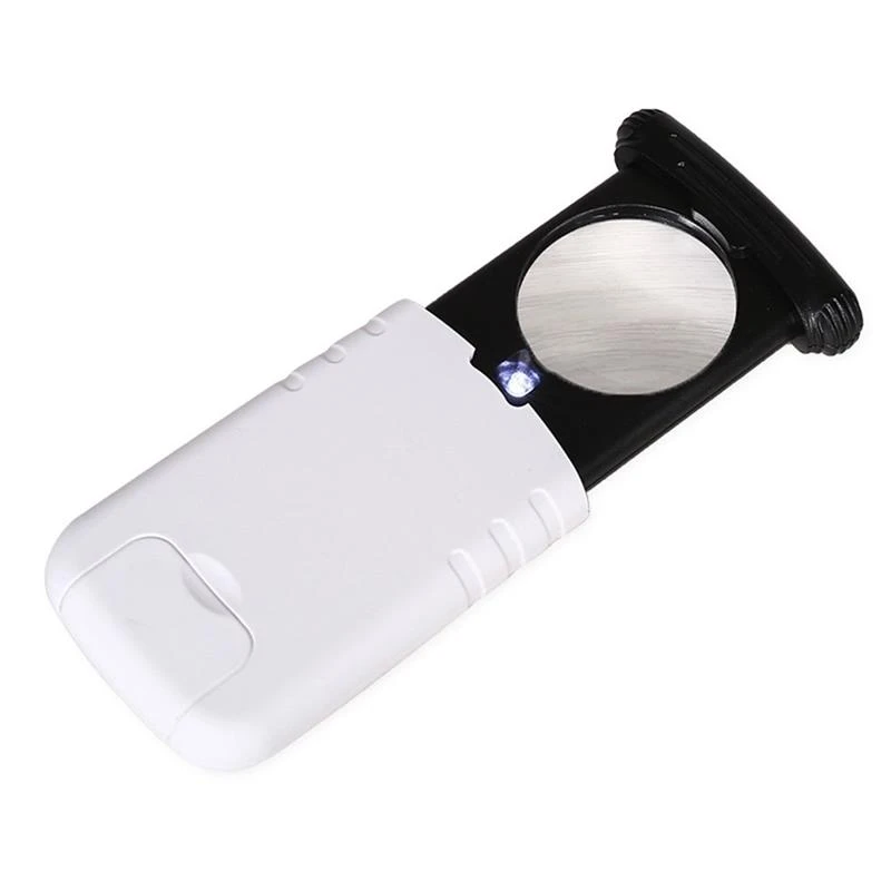 Pull out LED Light Pocket Magnifying Glass 8x ABS Portable Book Reading ...