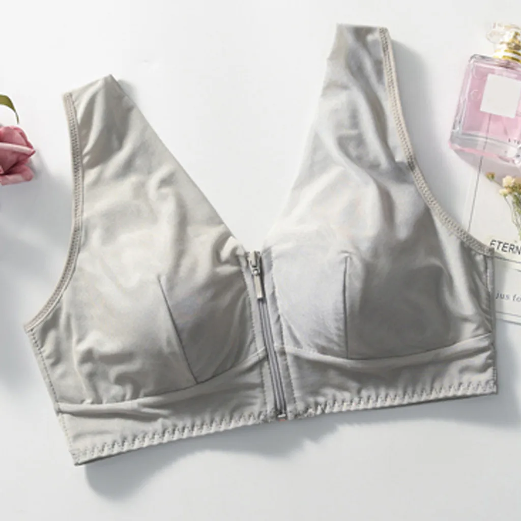 Female Comfortable Bras Front Zipper Sports Bra Without Steel Ring ...