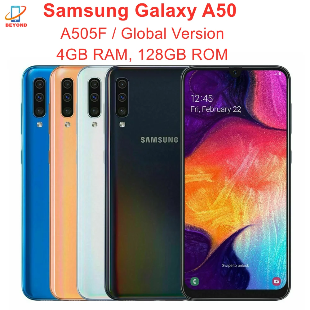 Samsung Galaxy A50 A505F A505FN/DS Global Version 4GB RAM 128GB ROM 6.4 ...
