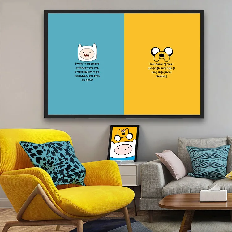Adventure Time Cartoon Wall Art Printed Canvas Kids Poster ...