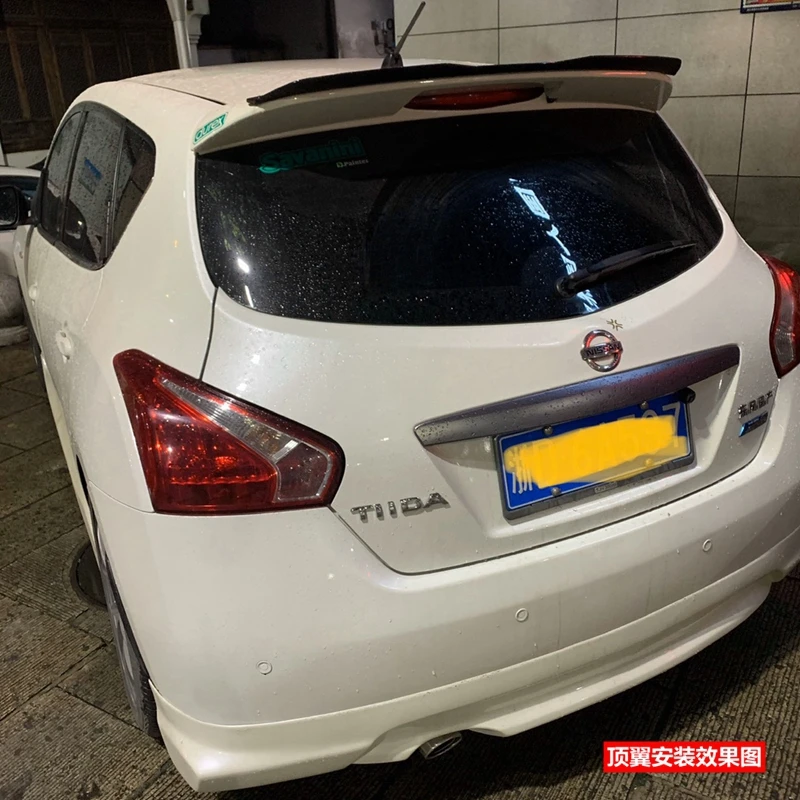 For Nissan Tiida Hatchback 2013+ Abs Exquisite Top Spoiler Wing Trunk ...