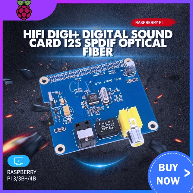 HIFI DiGi+ Digital Sound Card I2S SPDIF Optical Fiber for Raspberry Pi 3 B Plus / 3B / Pi 2 ...