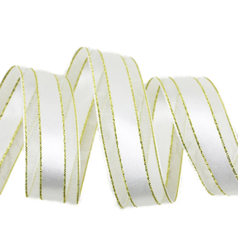 25yards-roll-25mm-Gold-Edged-Satin-Ribbon-High-Quality-Gift-Packaging ...